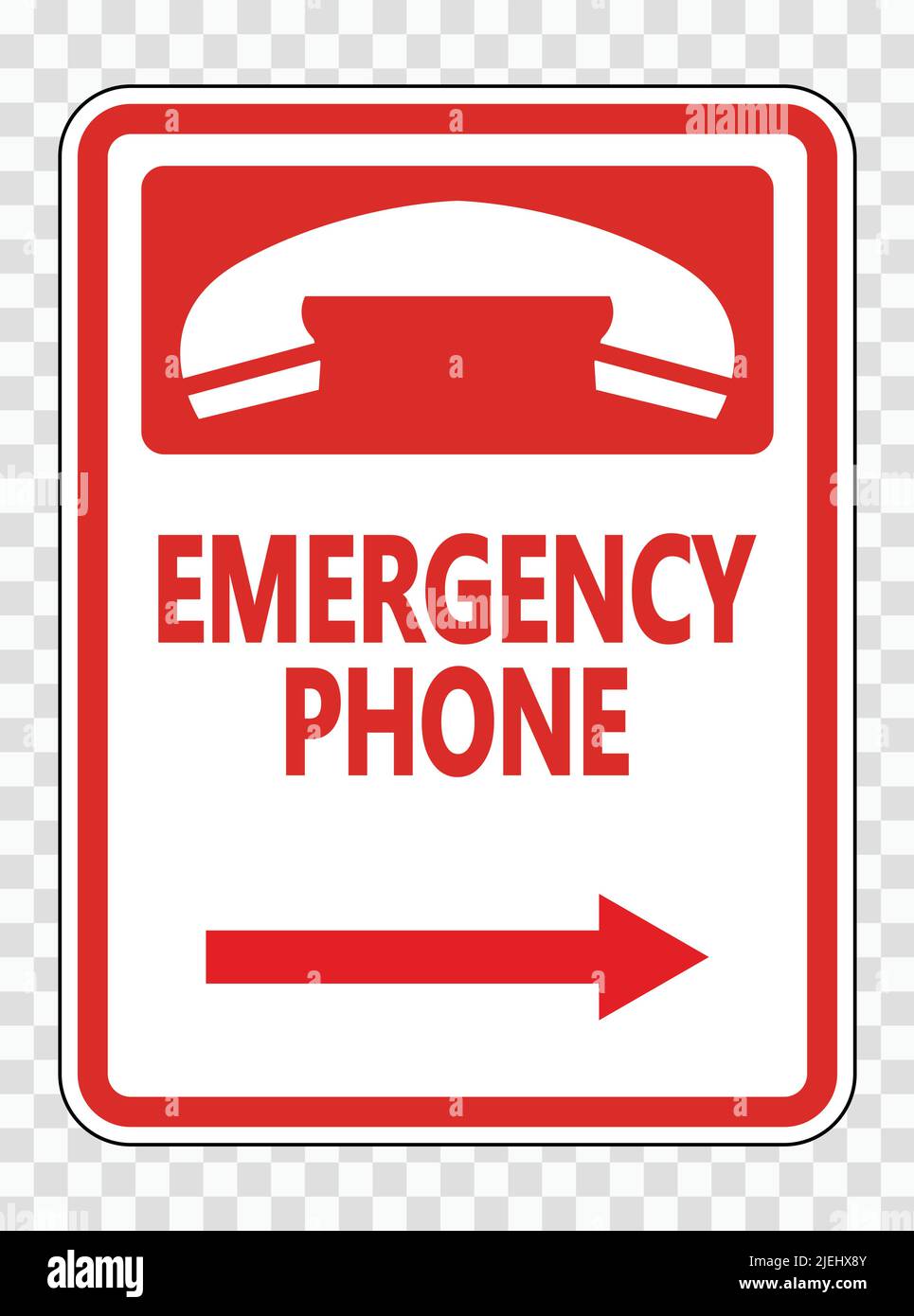 Emergency Phone (Right Arrow) Sign on transparent background,vector ...