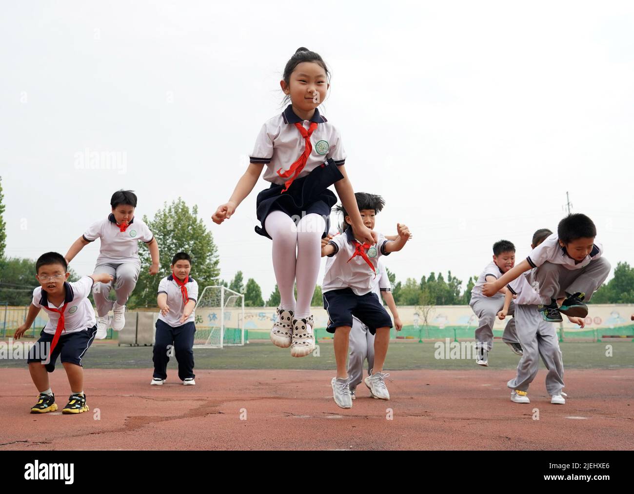 Beijing, China. 27th June, 2022. Students have a physical education ...