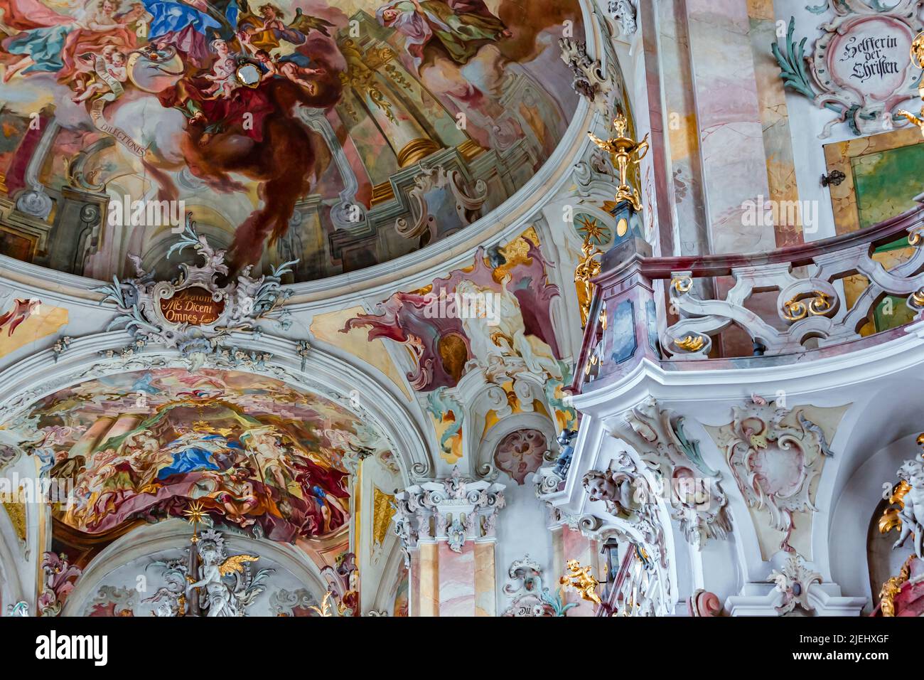 BIRNAU, BAVARIA, GERMANY, JUNE 07, 2022 : Rococo and baroque decors in ...