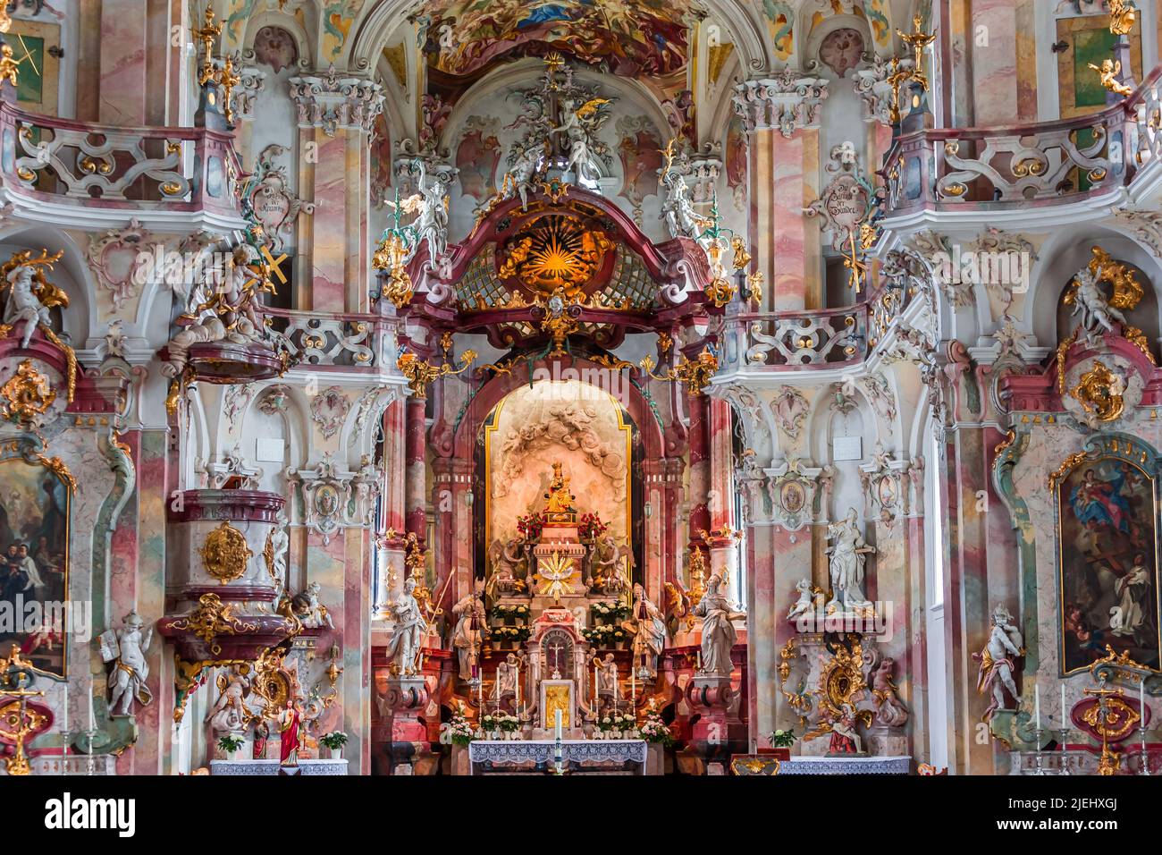 BIRNAU, BAVARIA, GERMANY, JUNE 07, 2022 : Rococo and baroque decors in ...