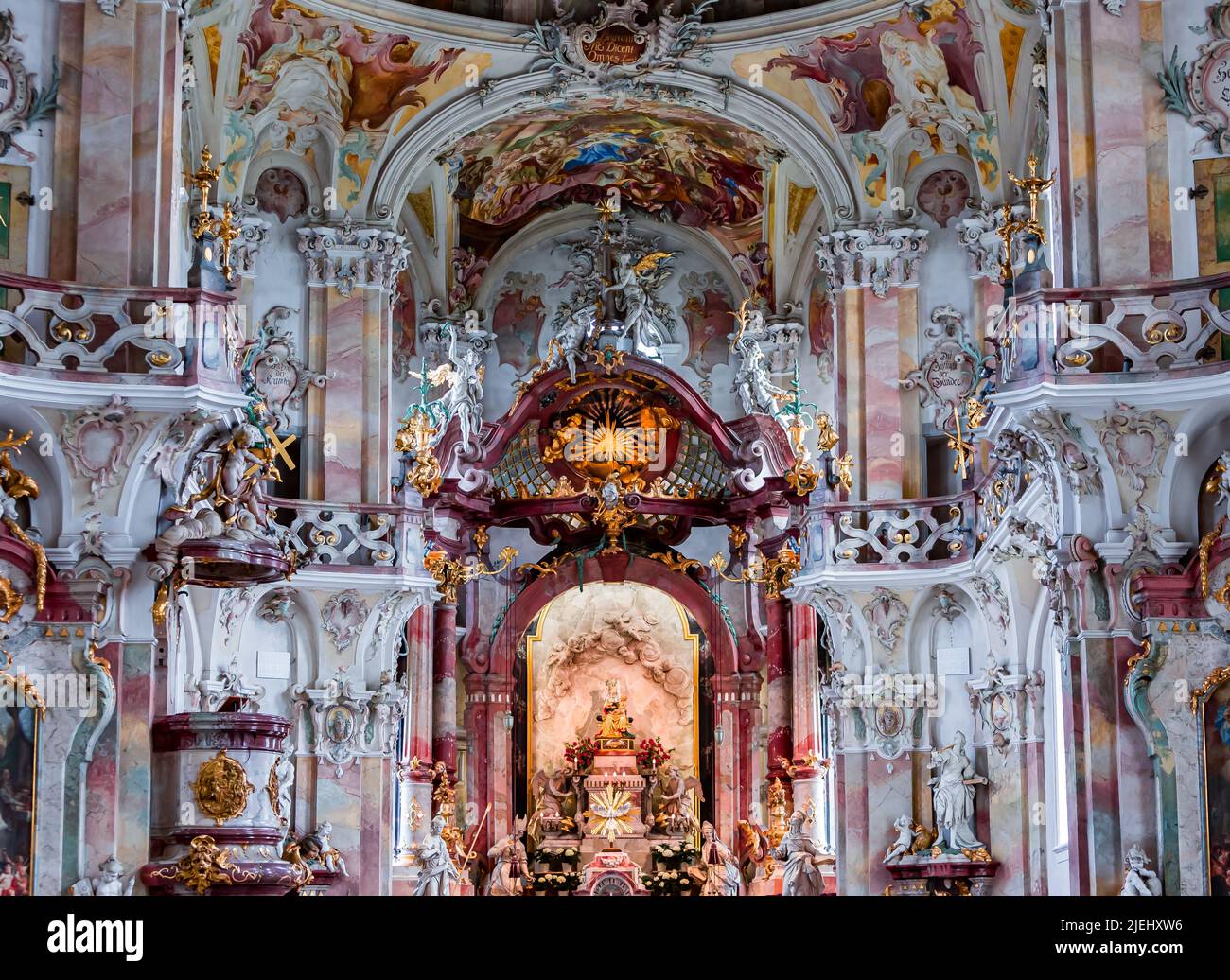 BIRNAU, BAVARIA, GERMANY, JUNE 07, 2022 : Rococo and baroque decors in ...