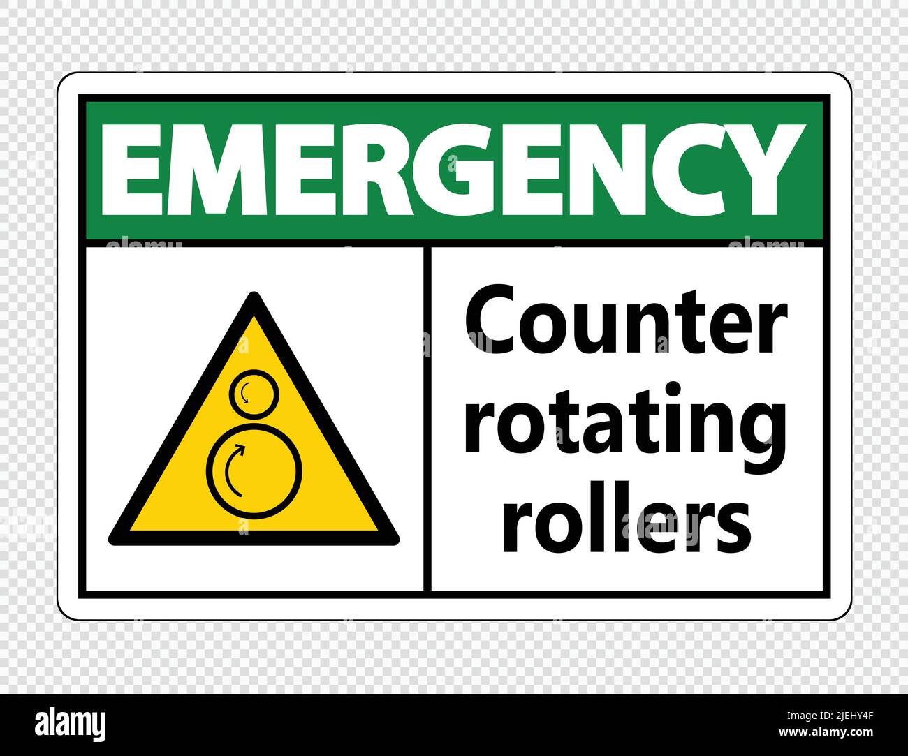 Emergency counter rotating rollers sign on transparent background ...