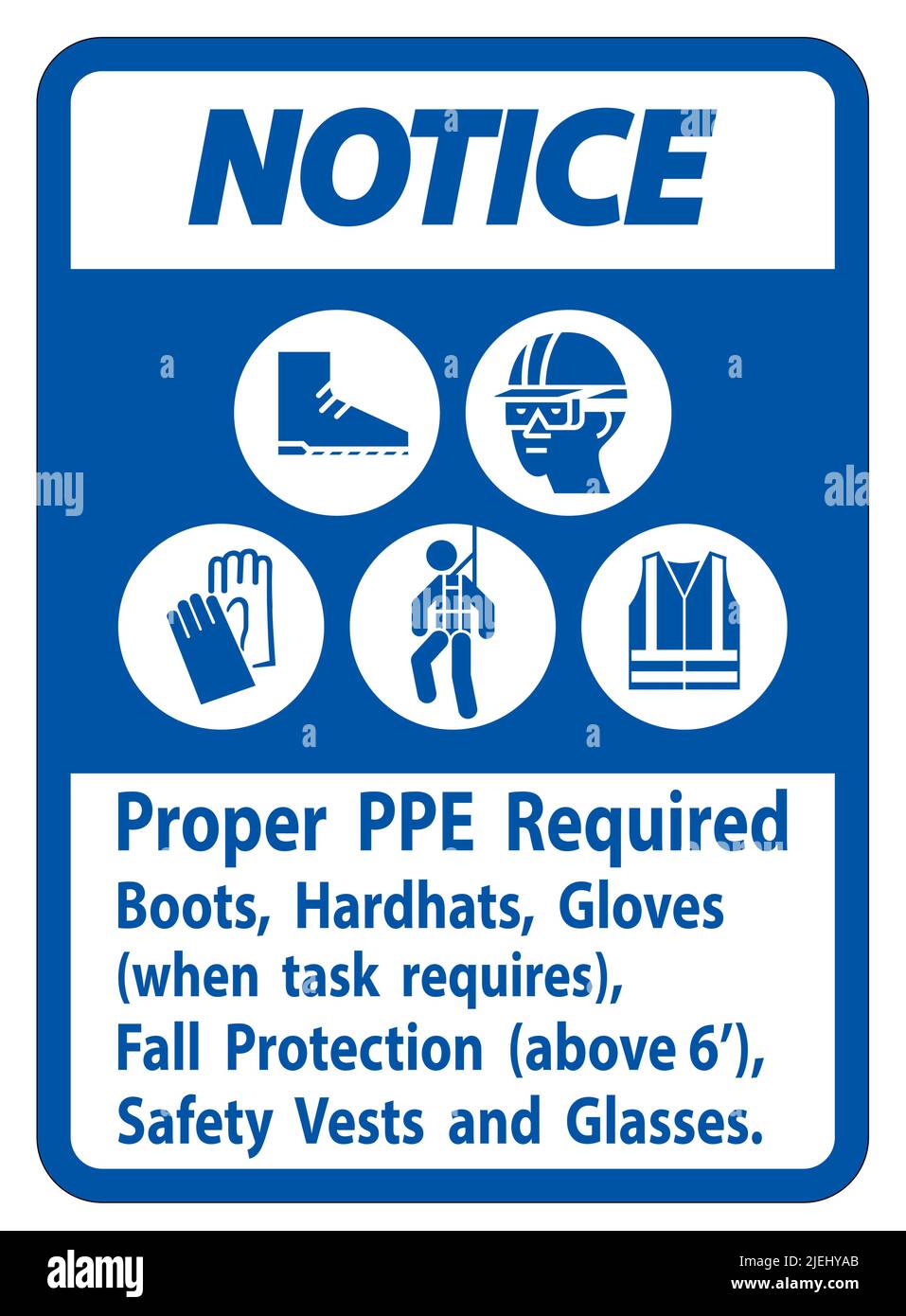 Notice Sign Proper PPE Required Boots, Hardhats, Gloves When Task ...