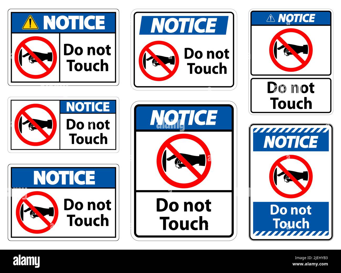 Notice do not touch sign label on transparent background Stock Vector ...