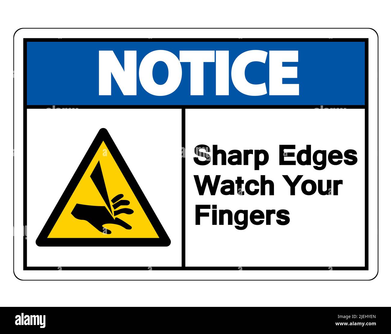 Notice Sharp Edges Watch Your Fingers Symbol Isolate On White ...