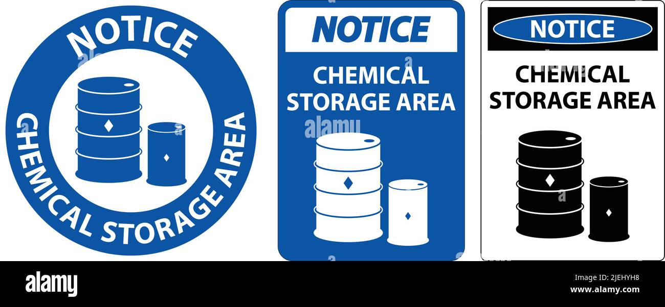 Notice Chemical Storage Area Sign On White Background Stock Vector ...
