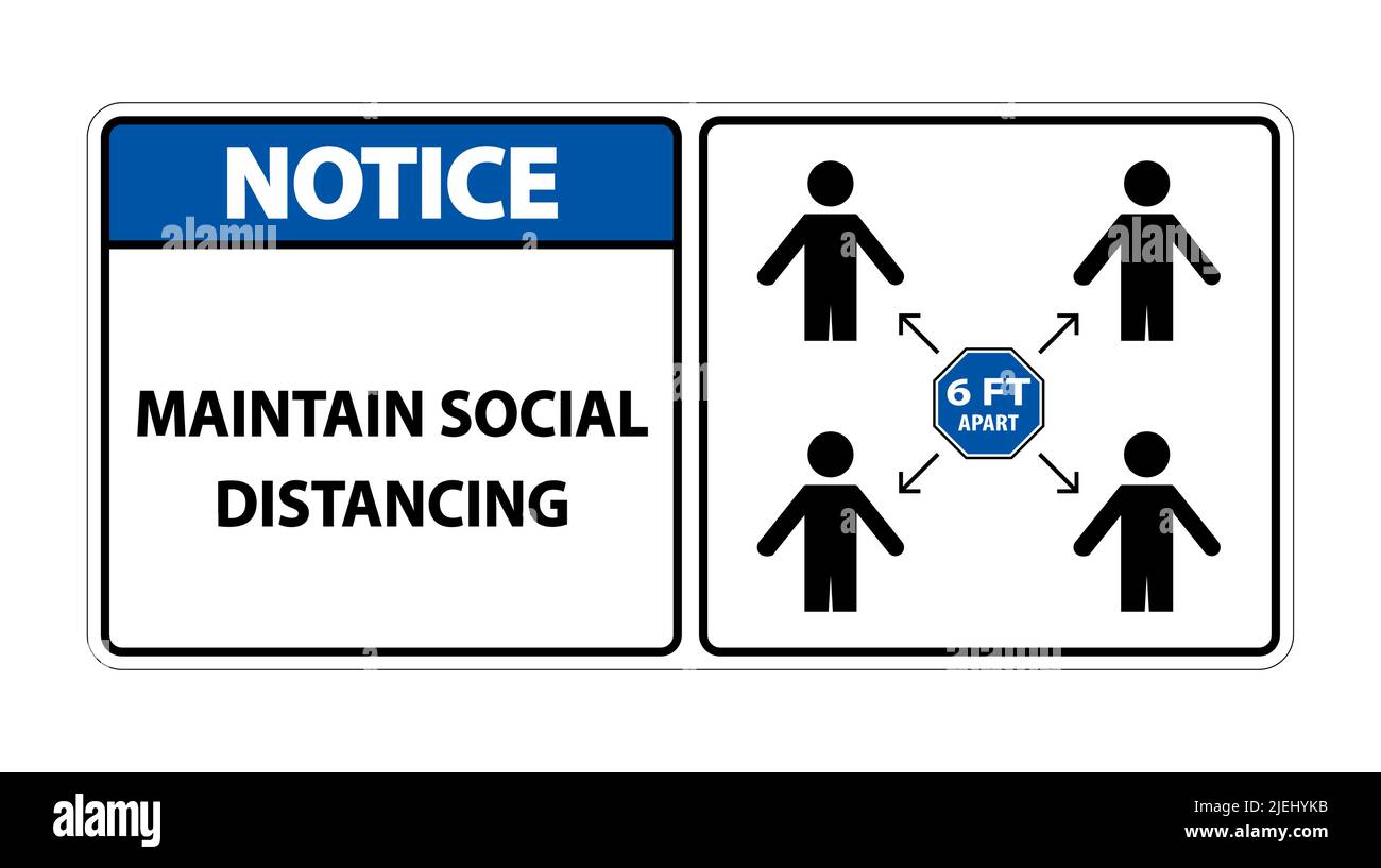 Notice Maintain social distancing, stay 6ft apart sign,coronavirus ...