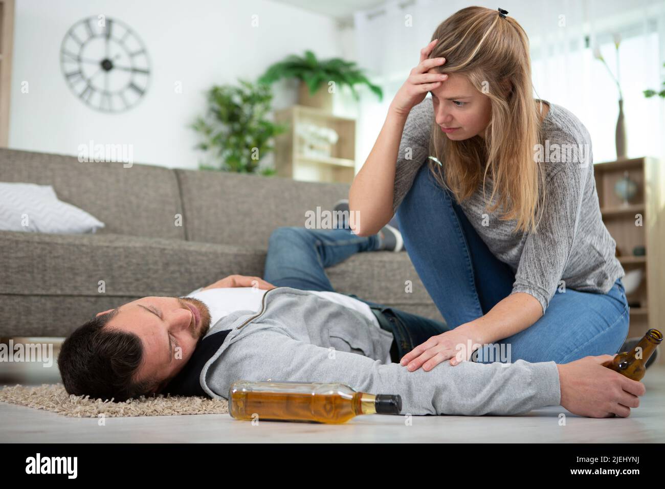 concept of alcoholic problems in a couple Stock Photo - Alamy