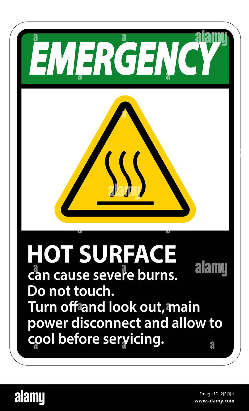 Emergency Hot surface sign on white background Stock Vector Image & Art ...