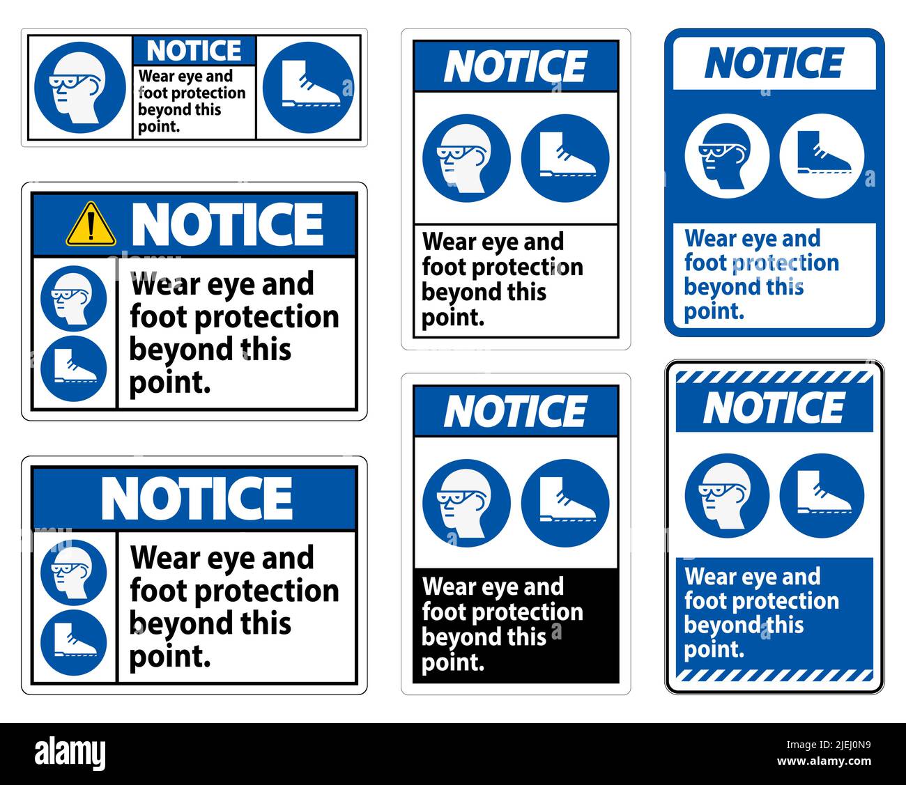 Notice Sign Wear Eye And Foot Protection Beyond This Point With PPE ...