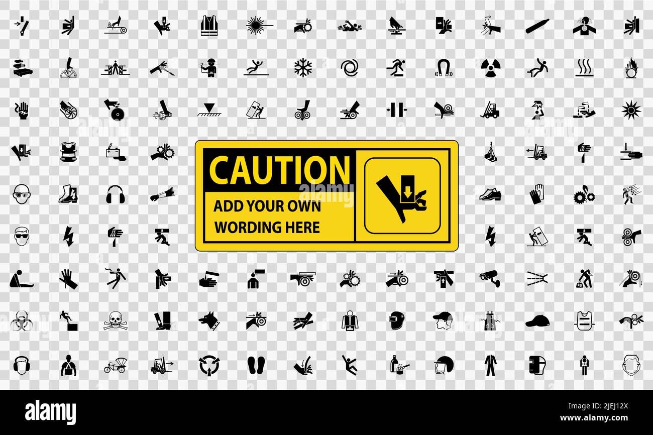 Symbol Safety Sign Caution lable Isolate on transparent Background ...