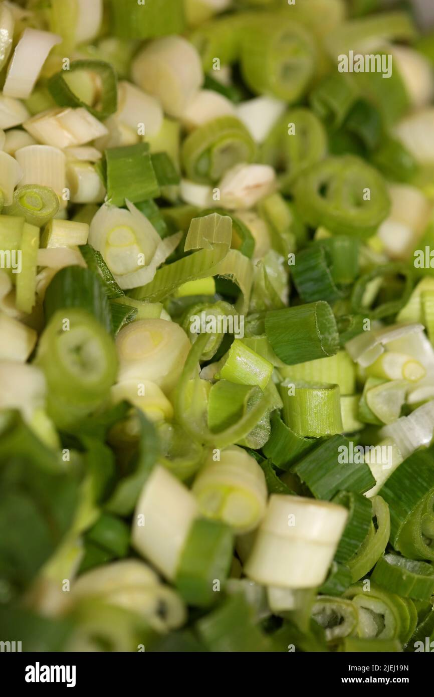 Chopped scallions green onion catering macro background modern high ...