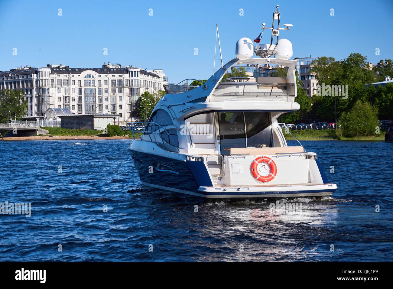 View of the yacht floating on the water Stock Photo - Alamy