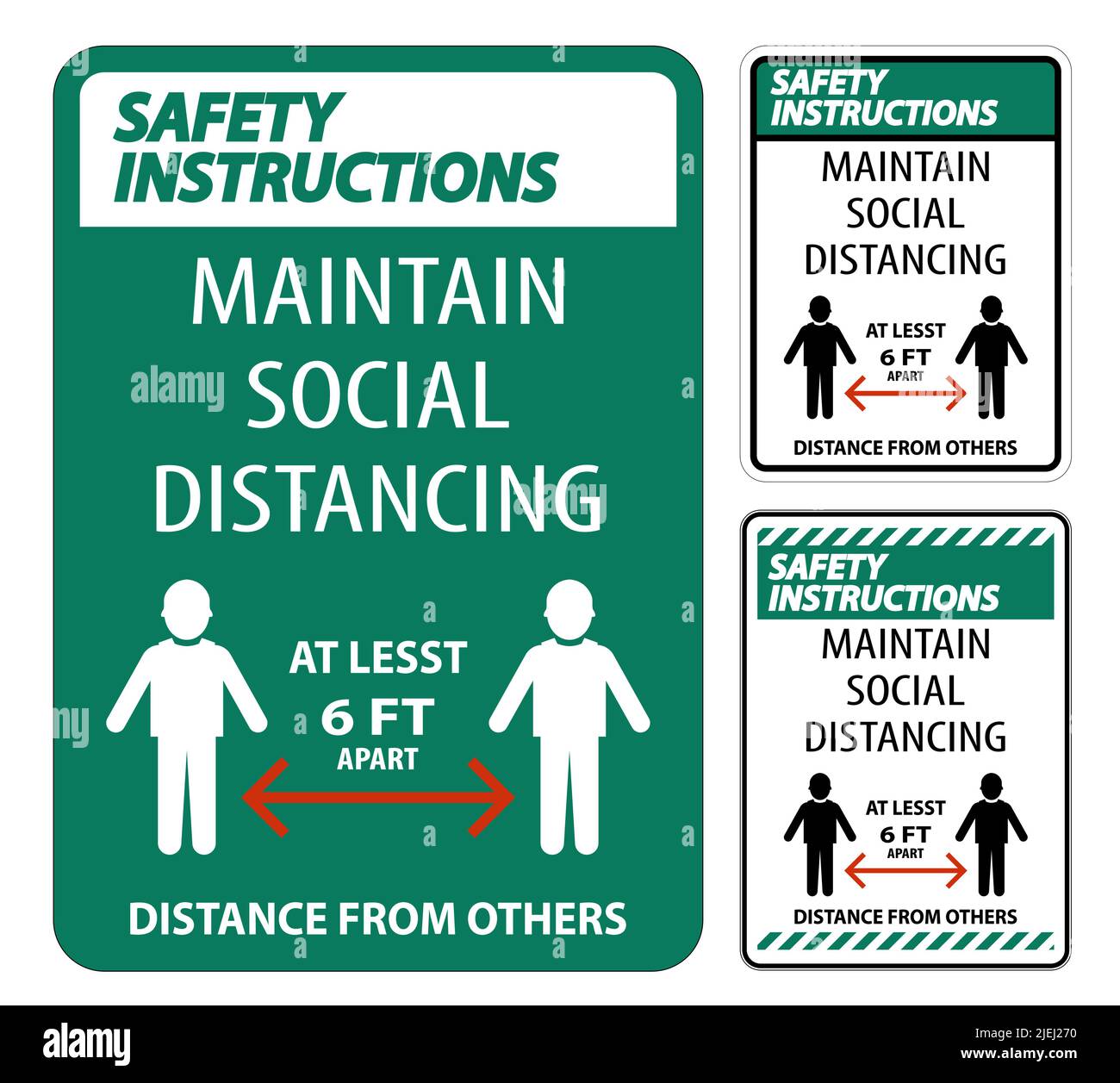 Safety Instructions Maintain Social Distancing At Least 6 Ft Sign On ...