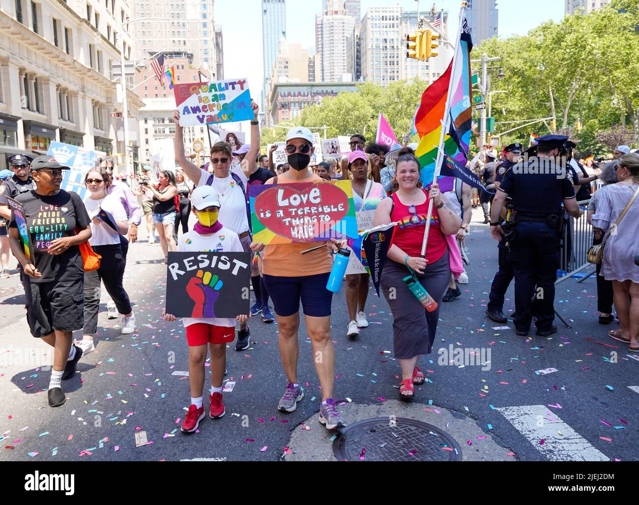 The 2022 New York Pride Parade honoring the LBGTQIA community, held along Fifth Avenue in New ...