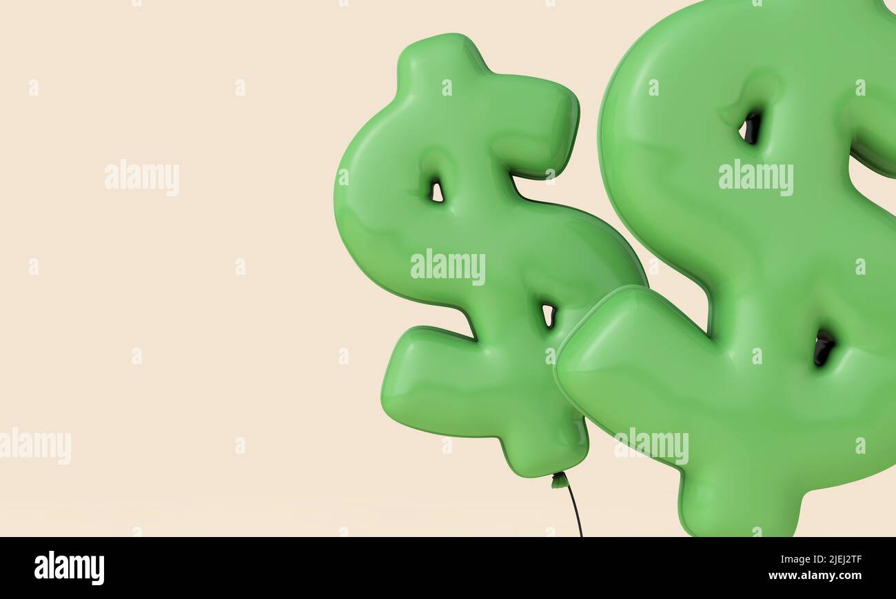 Dollar currency sign floating balloon. Inflation concept. 3D Rendering ...