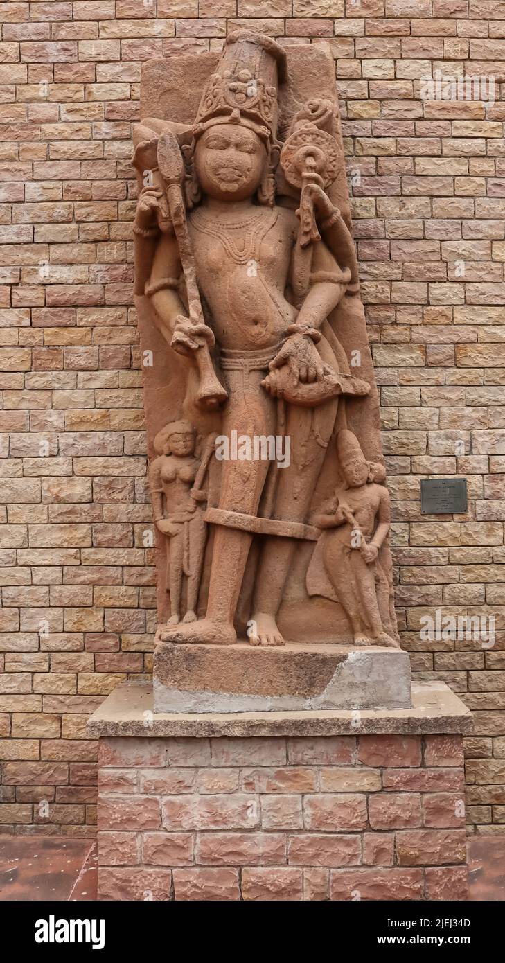 Sculpture of Lord Vishnu outside Chanderi Museum, Chanderi, Madhya ...