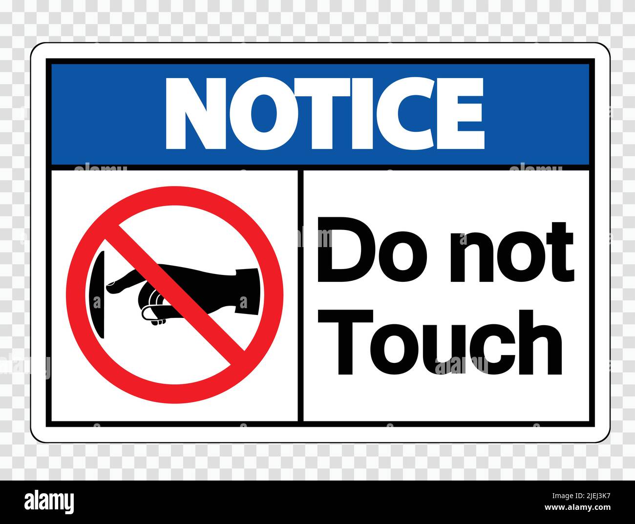 Notice do not touch sign label on transparent background,vector ...