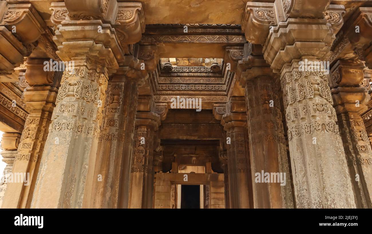 Carved stone pillars Of Kakanmath Mandap, Morena, Madhya Pradesh, India ...