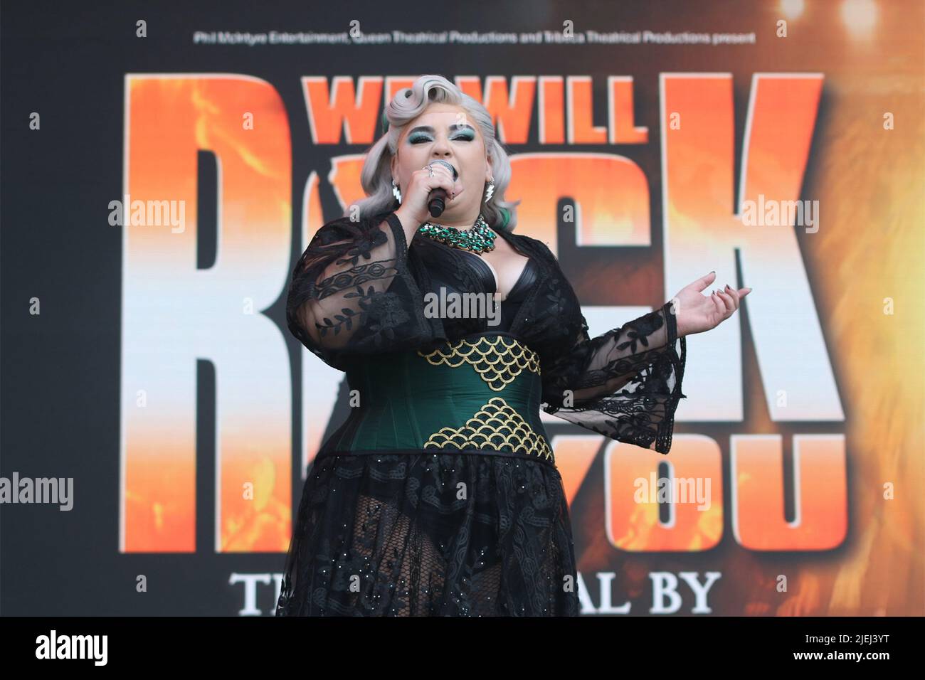 Jenny O’Leary as Killer Queen in the musical We Will Rock You at West ...