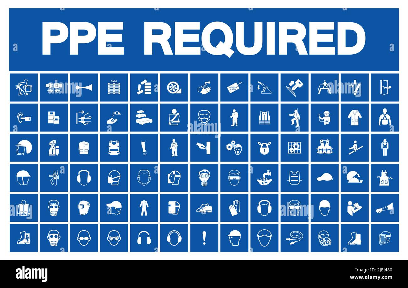 Required Personal Protective Equipment (PPE) Symbol,Safety Icon Isolate ...
