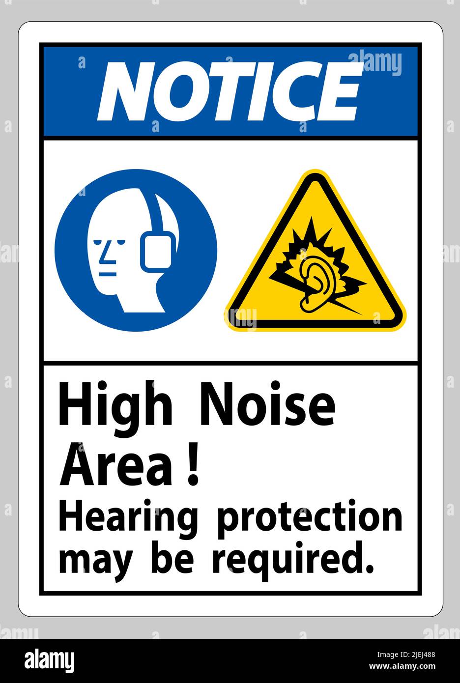 Notice Sign High Noise Area Hearing Protection May Be Required Stock ...