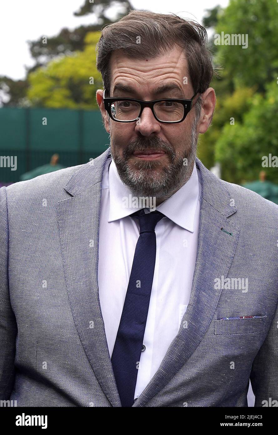 Richard Osman arrives during day one of the 2022 Wimbledon ...