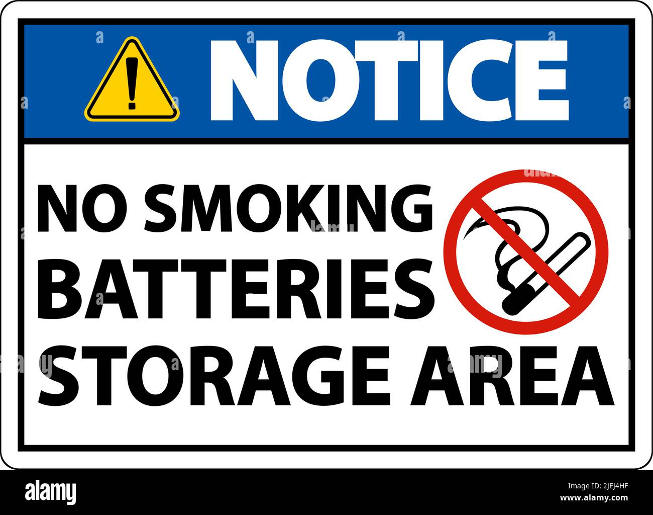No Smoking Battery Storage Area Sign On White Background Stock Vector ...