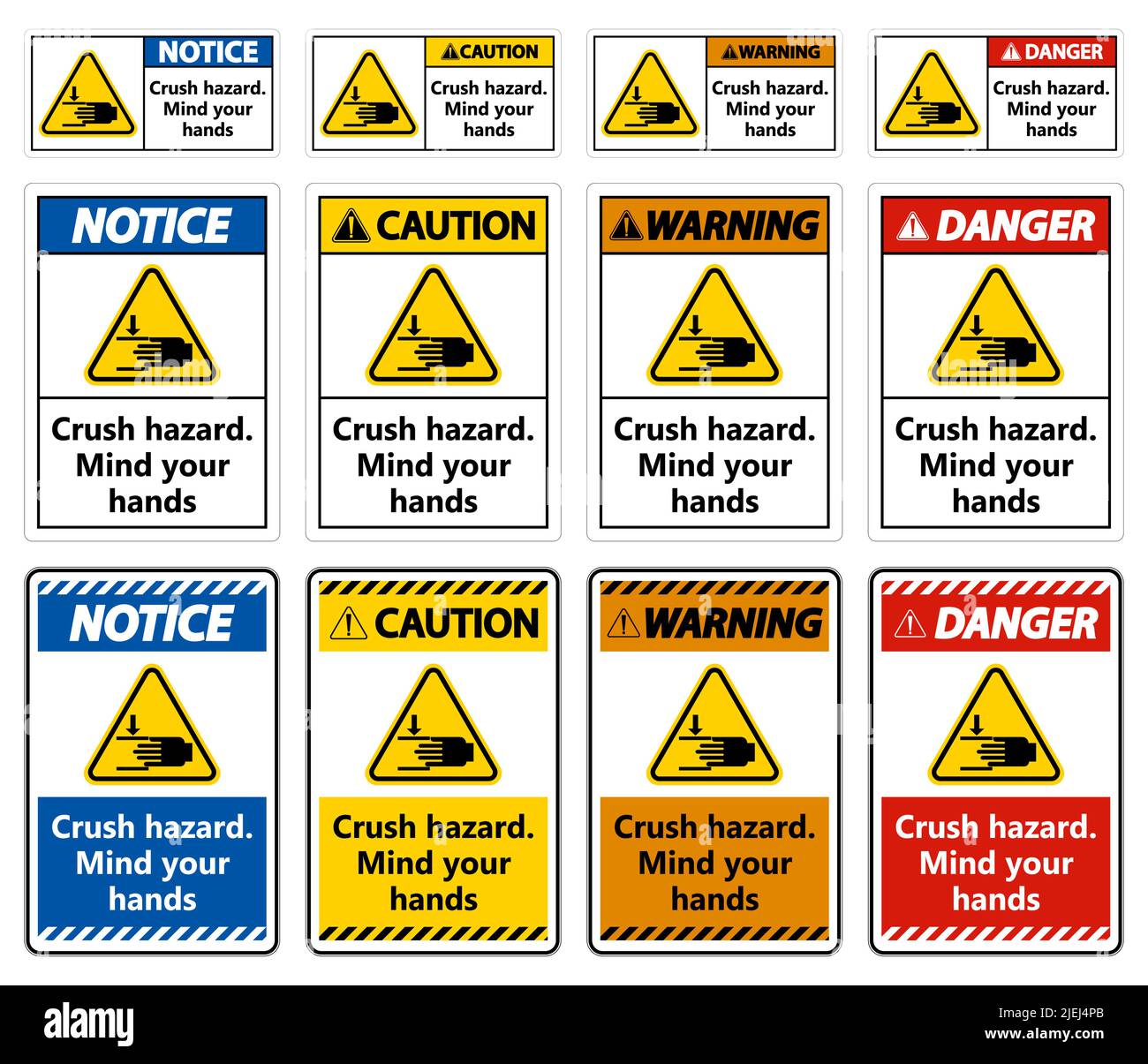 Warning Crush hazard Mind your hands Sign Stock Vector Image & Art - Alamy