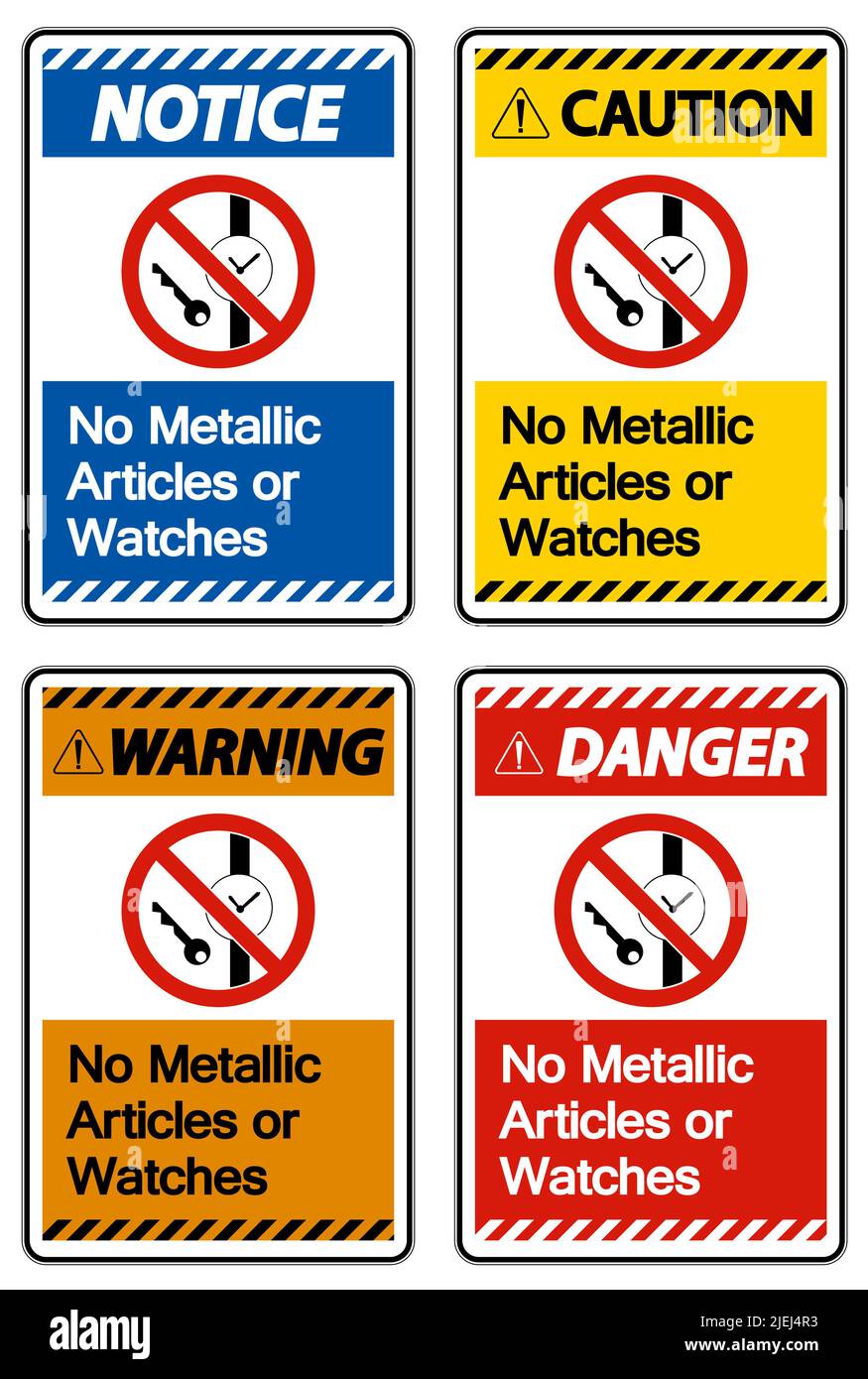 Caution No Metallic Articles Or Watches Symbol Sign On White Background ...