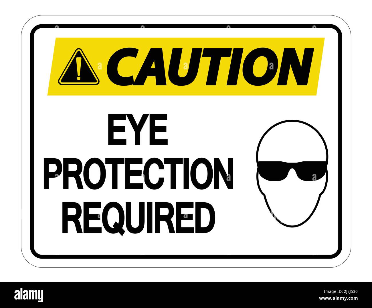 Caution Eye Protection Required Wall Sign on white background,vector ...