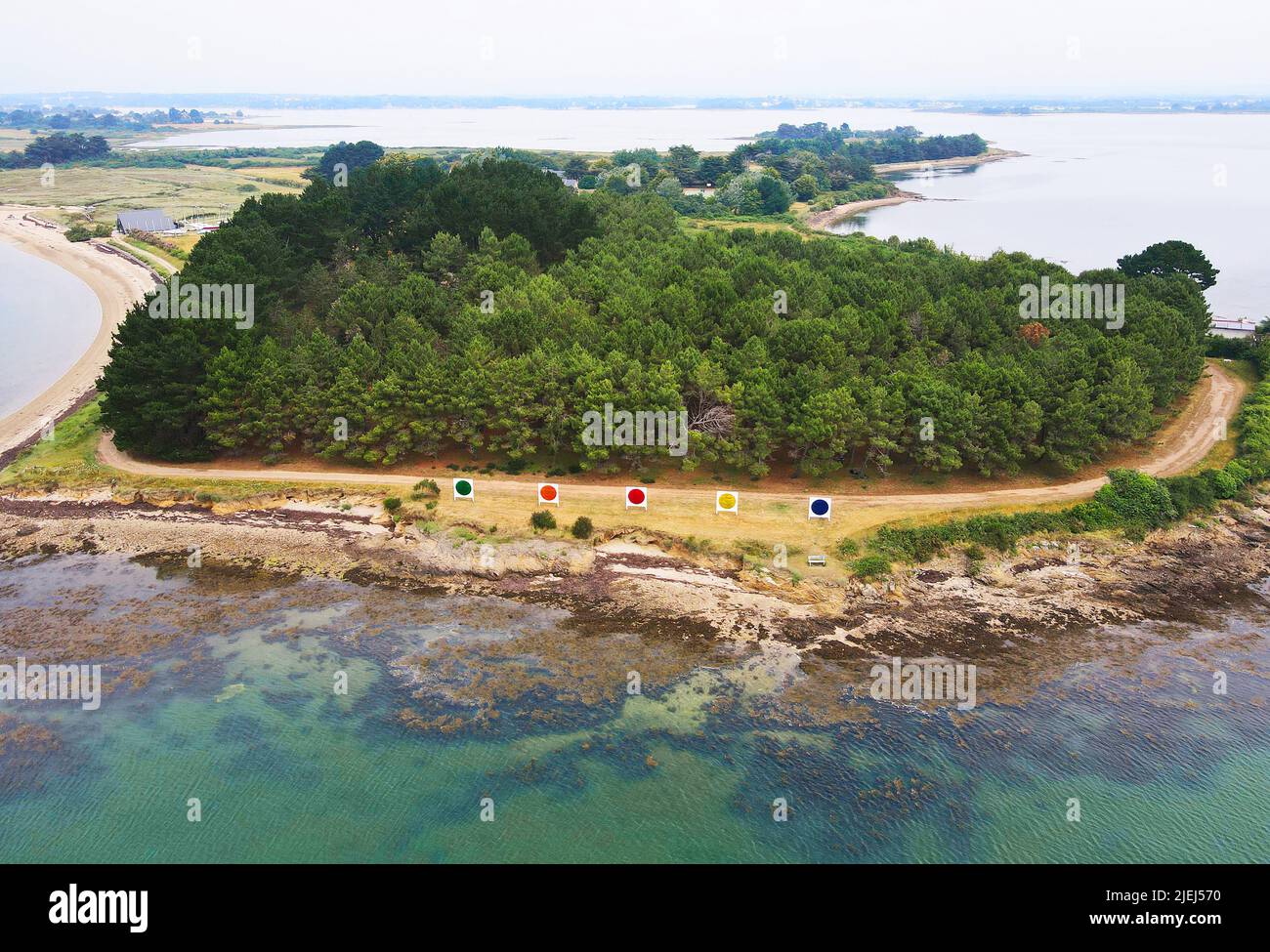 France. Brittany. Morbihan (56). Island of Arz. Bilherve, Aerial view ...
