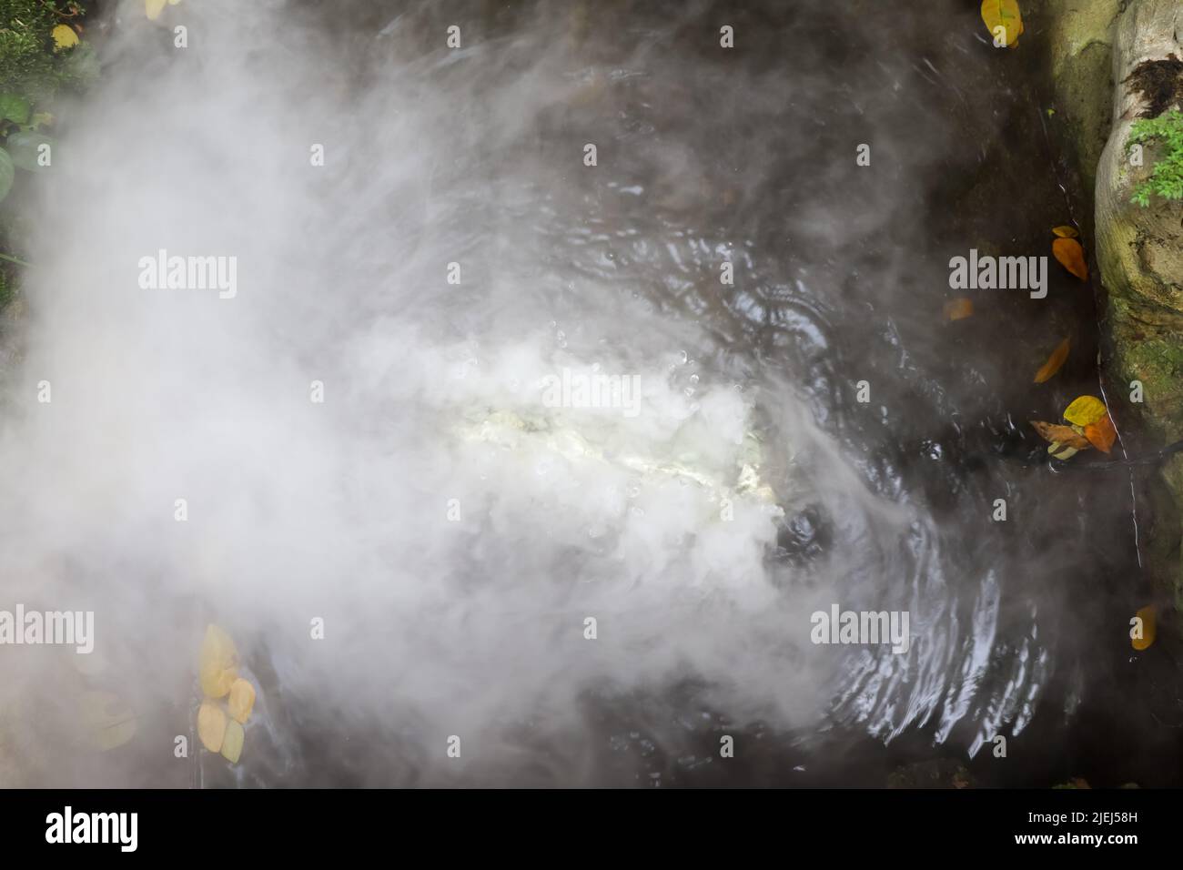 Fountains and white mist in winter and cool Stock Photo - Alamy