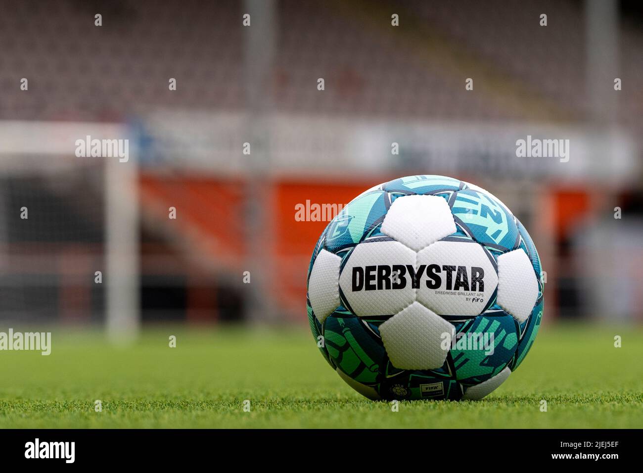 VOLENDAM, NETHERLANDS - JUNE 27: A Derbystar football is pictured ...