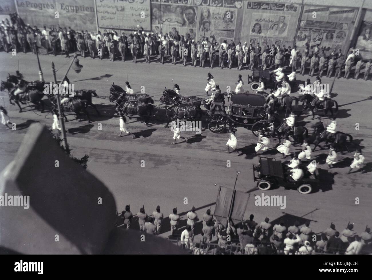 Egypt Cairo King Farouk carriage procession to open Parliament 1940s ...