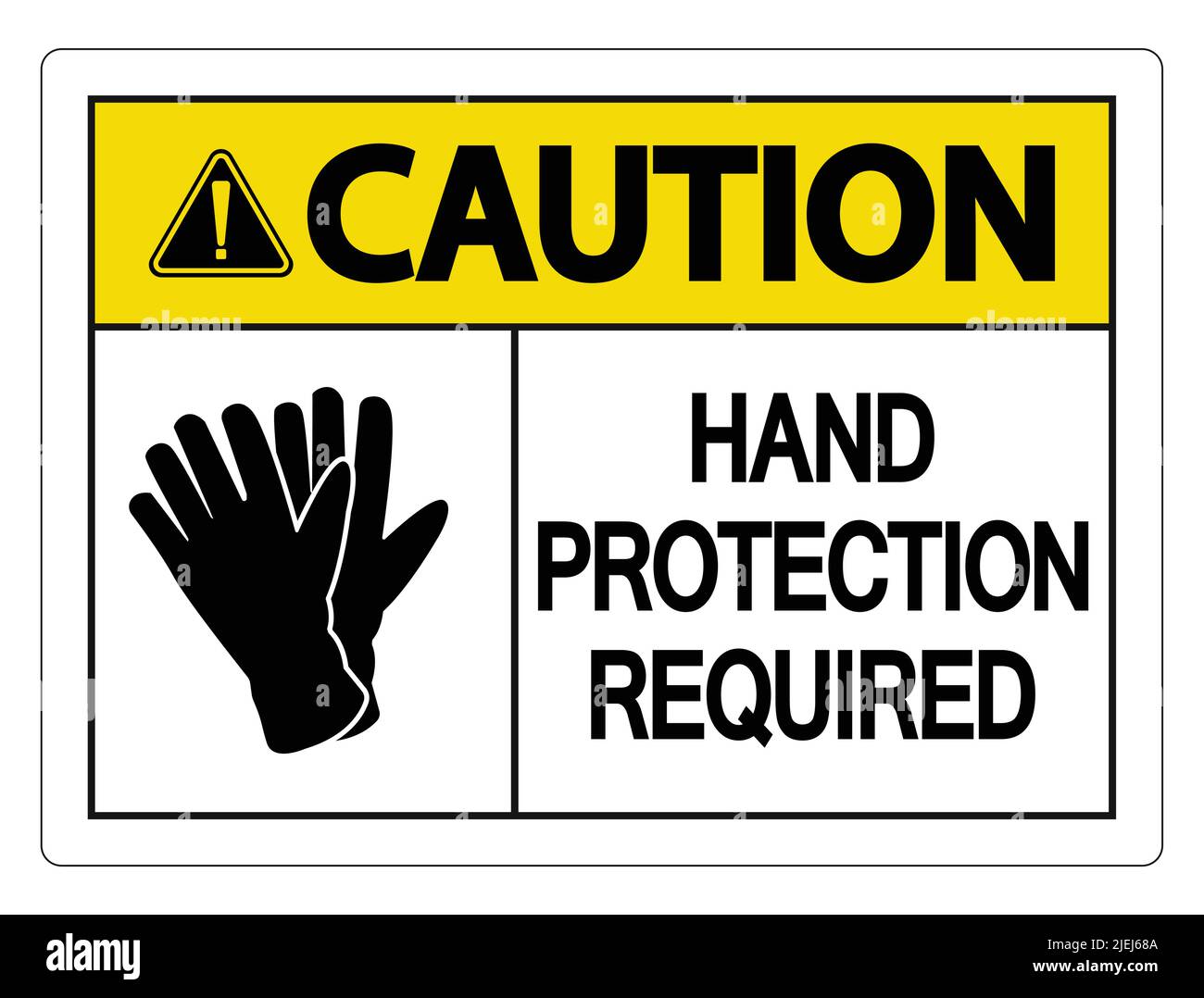 Caution Hand Protection Required Wall Sign on white background,vector ...
