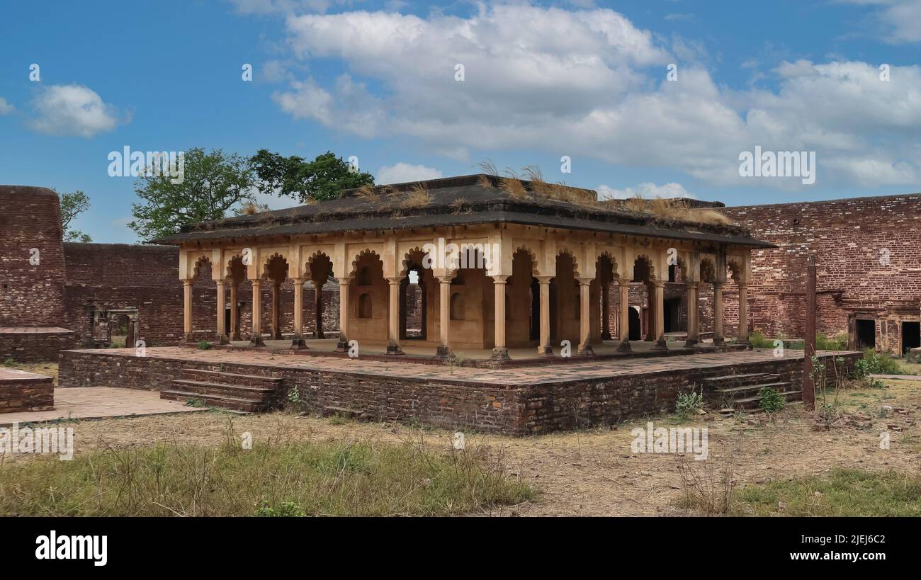 Pavilion or a baradari at center of courtyard, Narwar Fort, Shivpuri ...