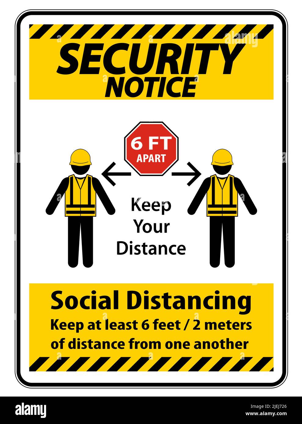 Security Notice Social Distancing Construction Sign Isolate On White ...