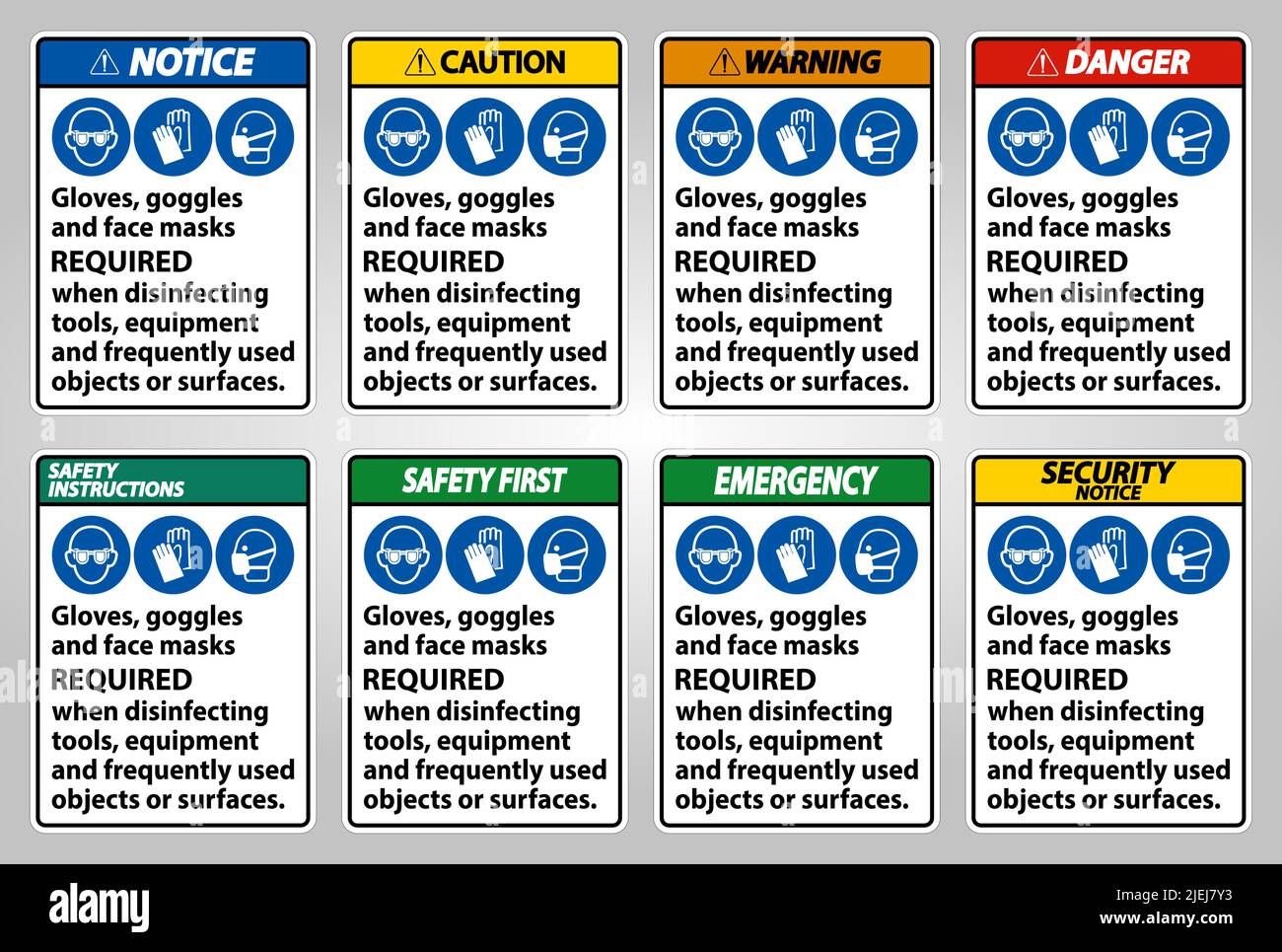 Gloves, Goggles, And Face Masks Required Sign On White Background ...
