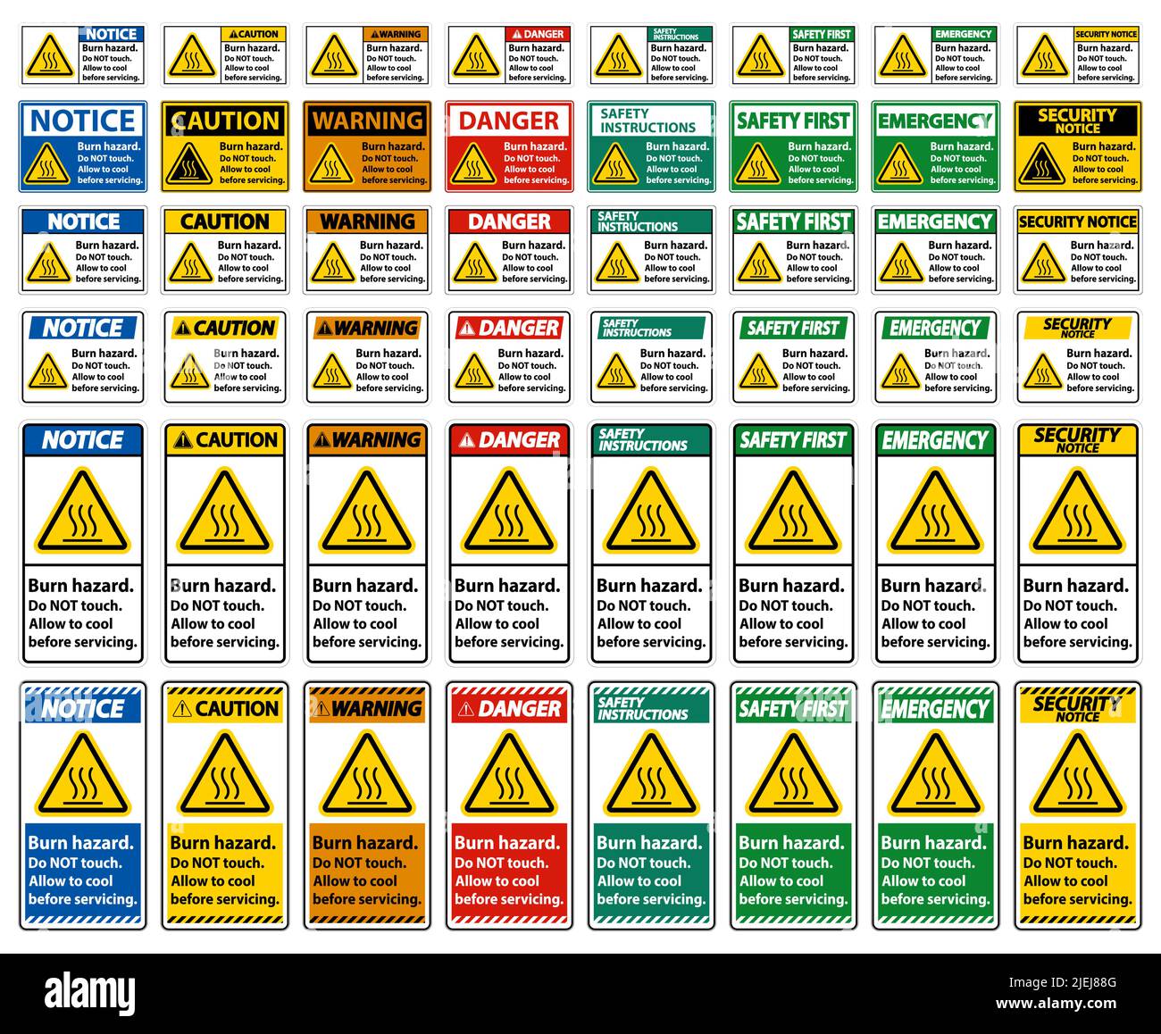 Burn hazard safety,Do not touch label Sign on white background Stock ...