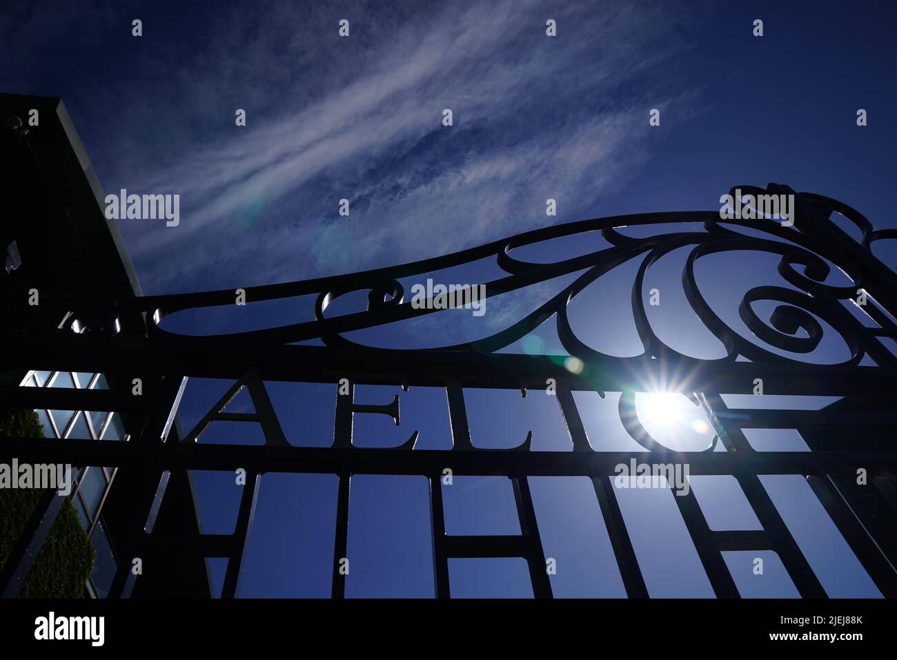 A general view of the AELTC gates on day one of the 2022 Wimbledon ...