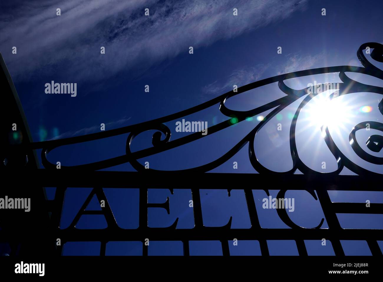 A general view of the AELTC gates on day one of the 2022 Wimbledon ...