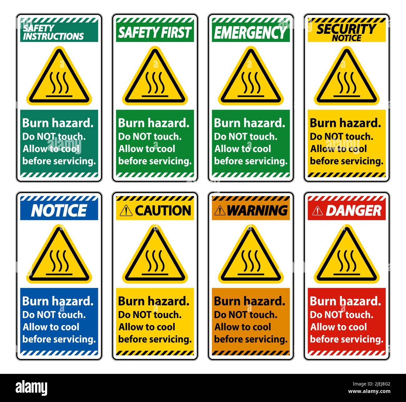 Burn hazard safety,Do not touch label Sign on white background Stock ...