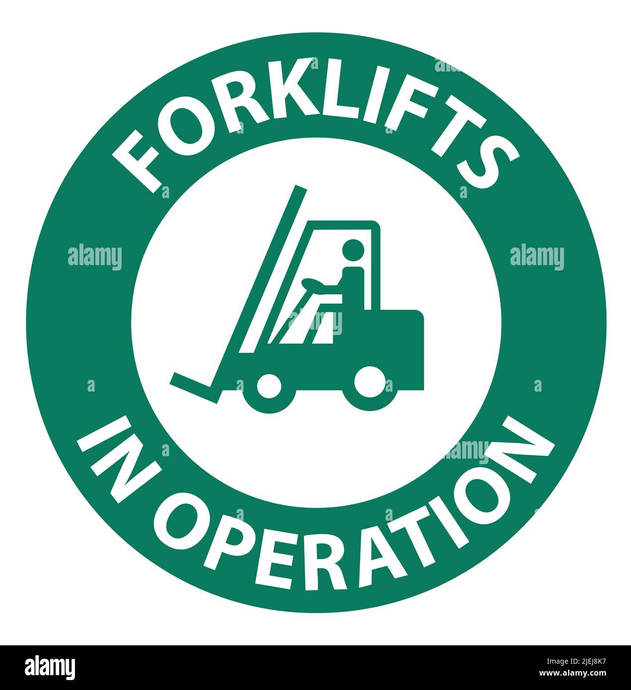 Safety instructions forklifts in operation Sign on white background ...