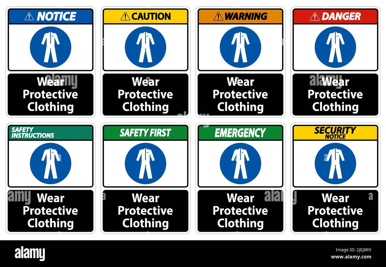 Wear protective clothing sign on white background Stock Vector Image ...