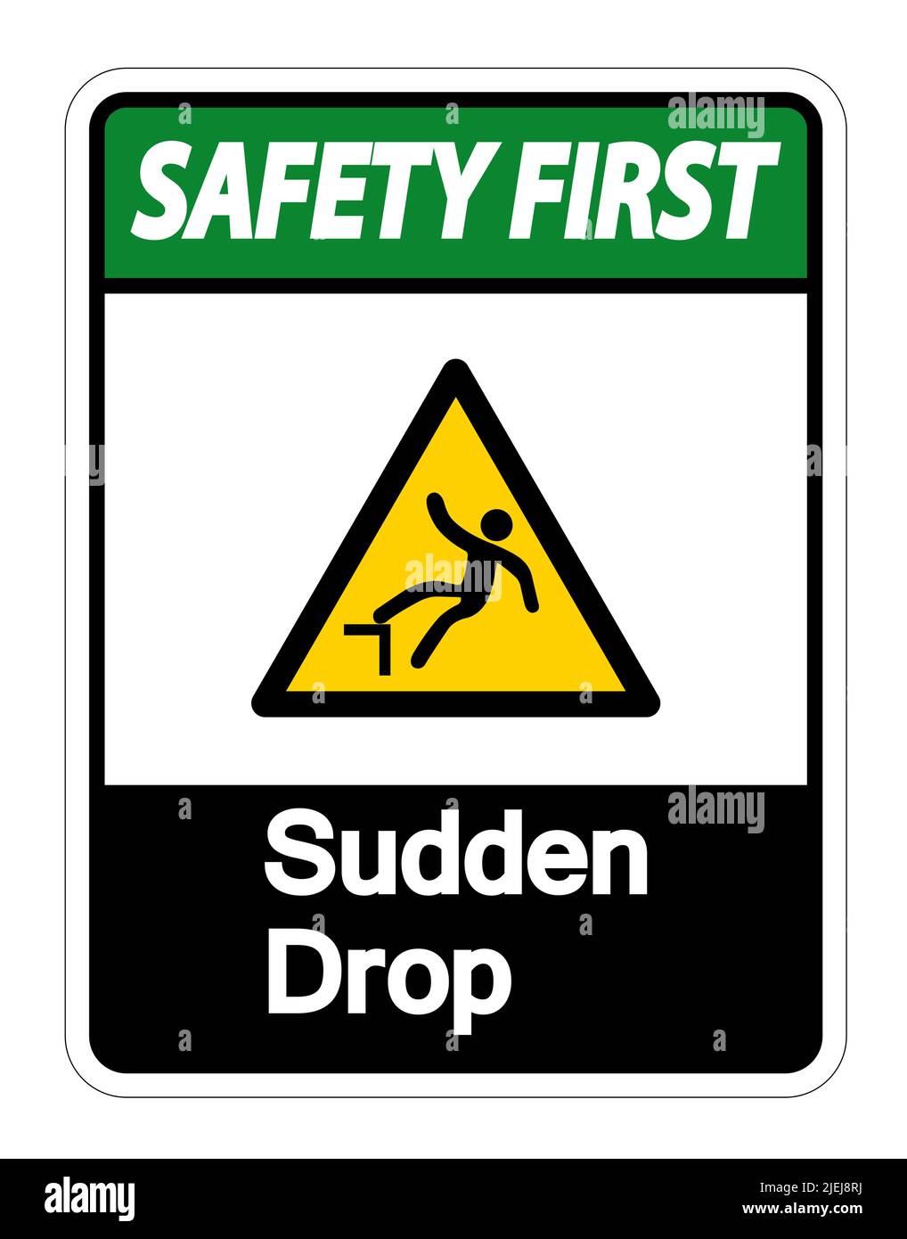 Safety first Sudden Drop Symbol Sign On White Background,Vector ...