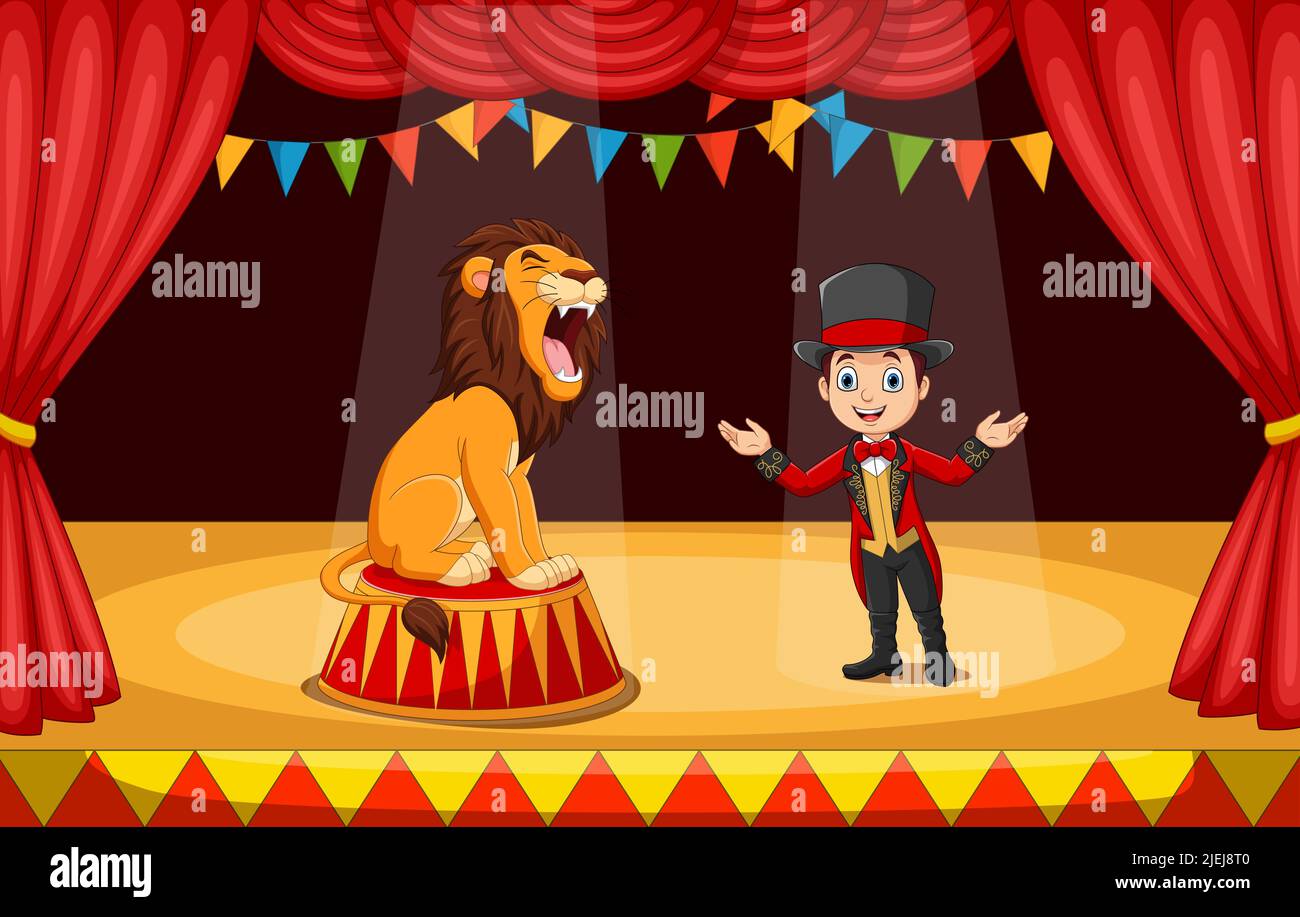Magician perform on stage Stock Vector Images - Alamy