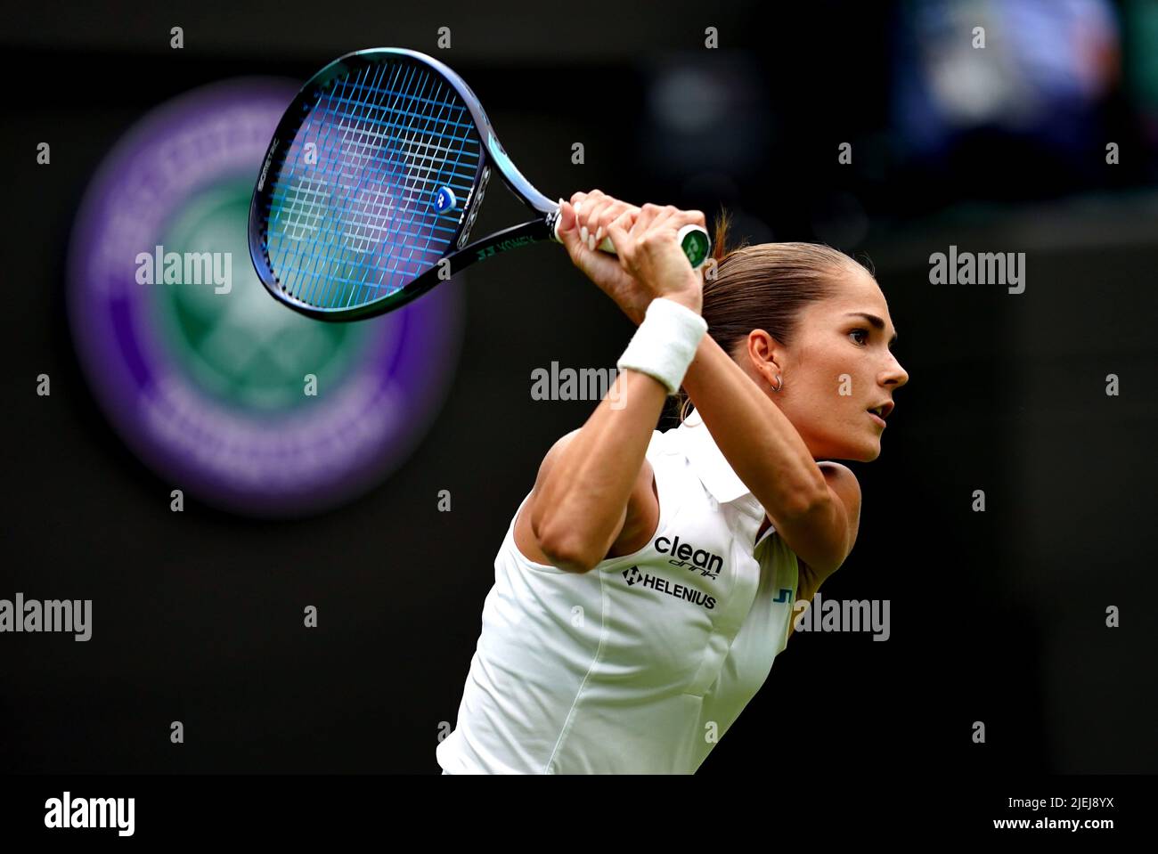 Mirjam Bjorklund in action against Ons Jabeur on day one of the 2022 ...