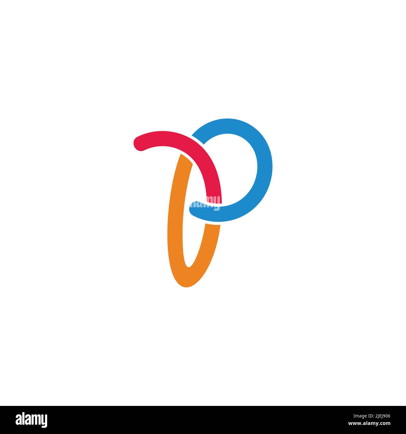 letter p overlap curves line colorful fun kid logo symbol vector Stock ...