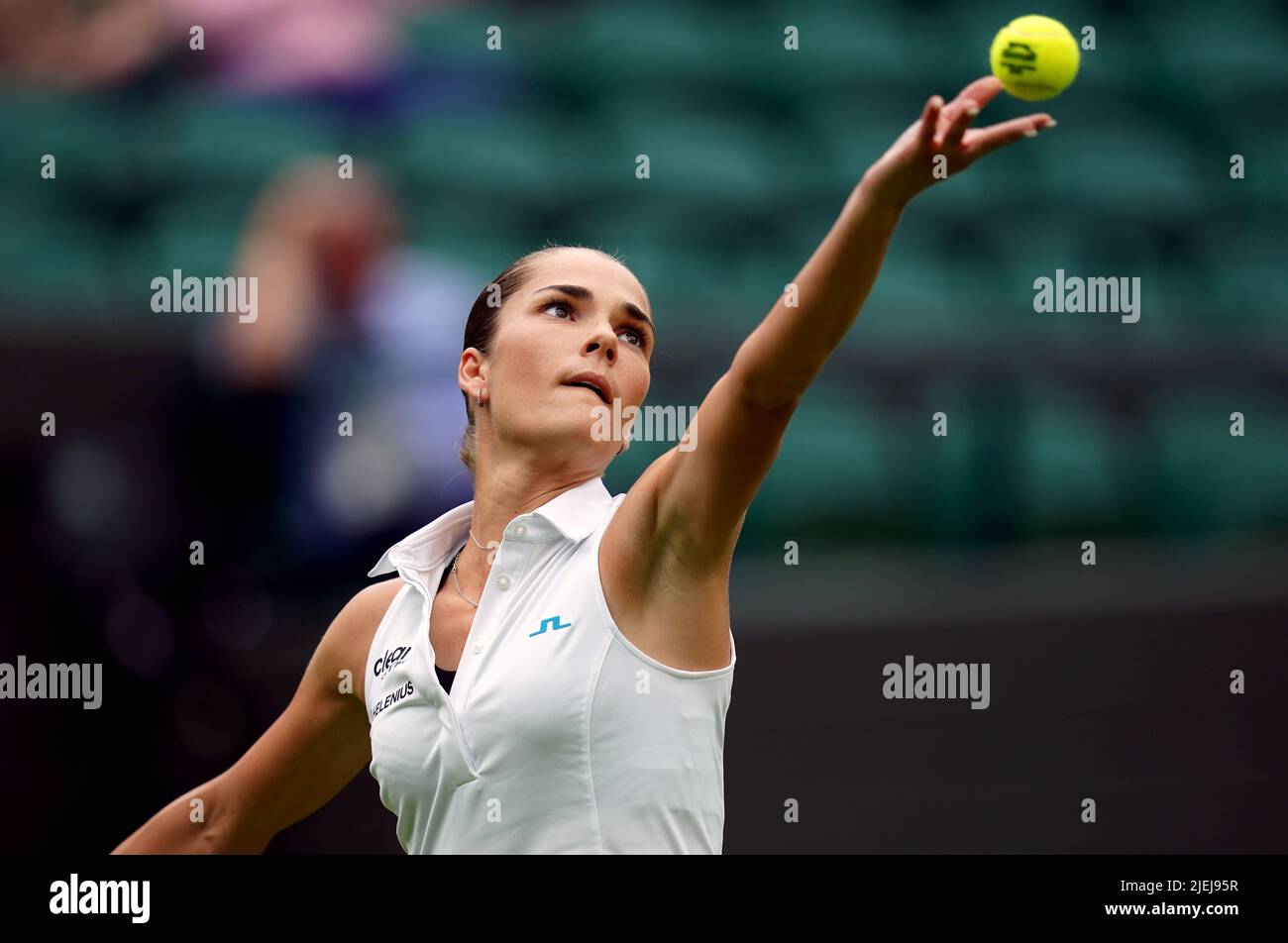 Mirjam Bjorklund in action against Ons Jabeur on day one of the 2022 ...